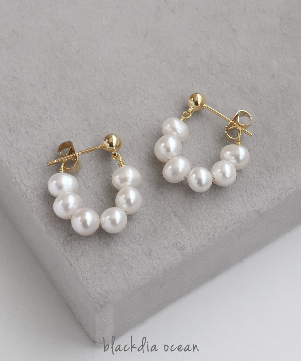 blackdia ocean 6粒パール フープピアス
